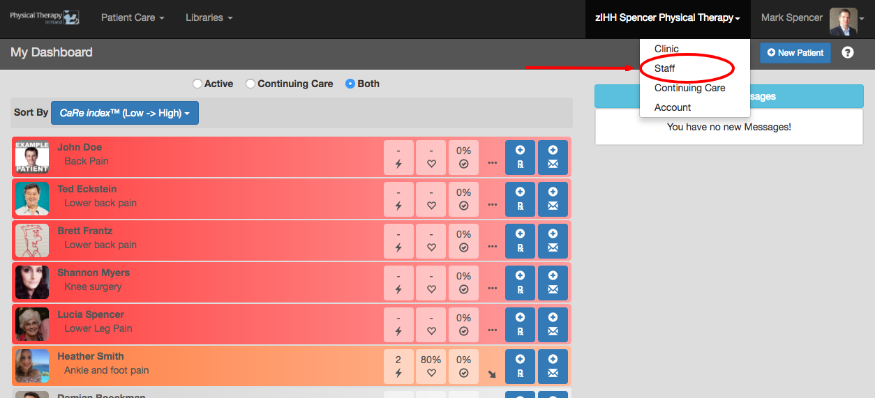 Manage Staff: About Roles and Status – In Hand Health