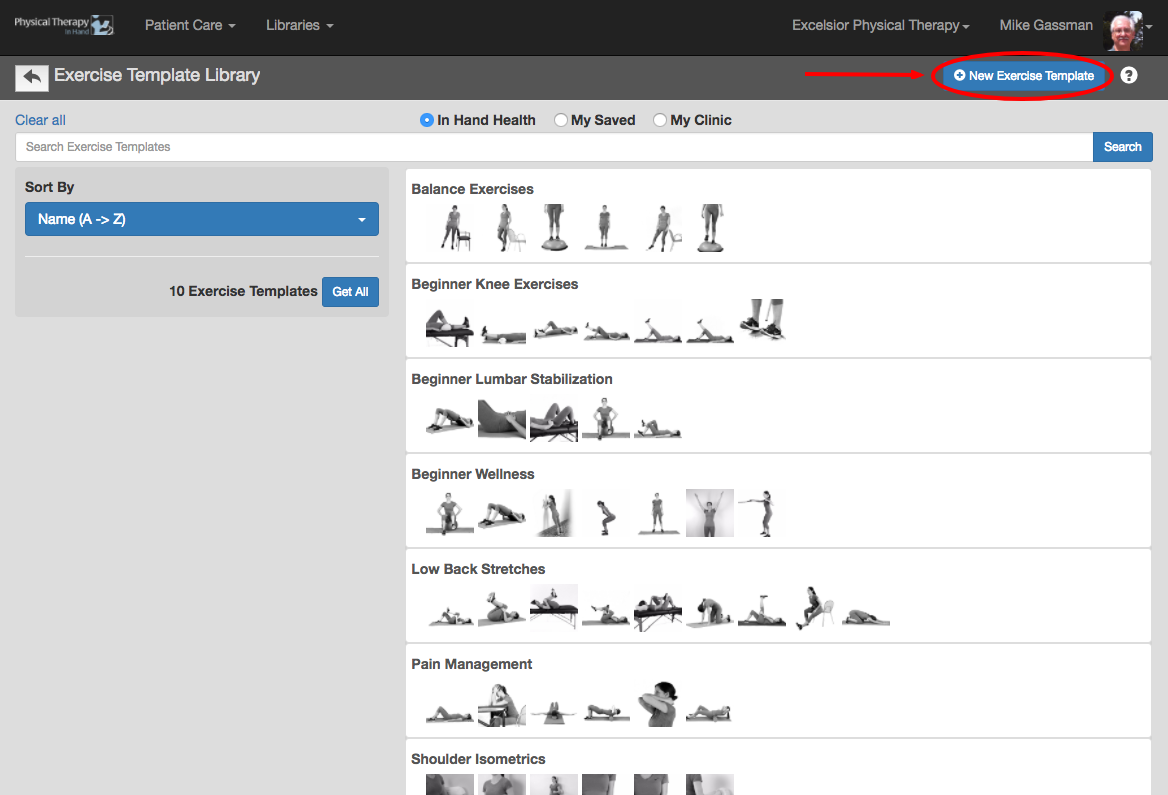 Exercise Templates: New – In Hand Health