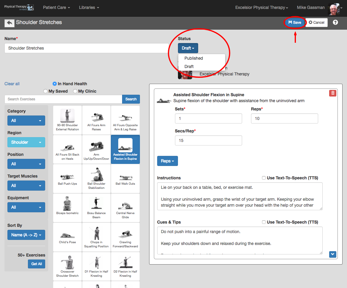 Exercise Templates: New – In Hand Health