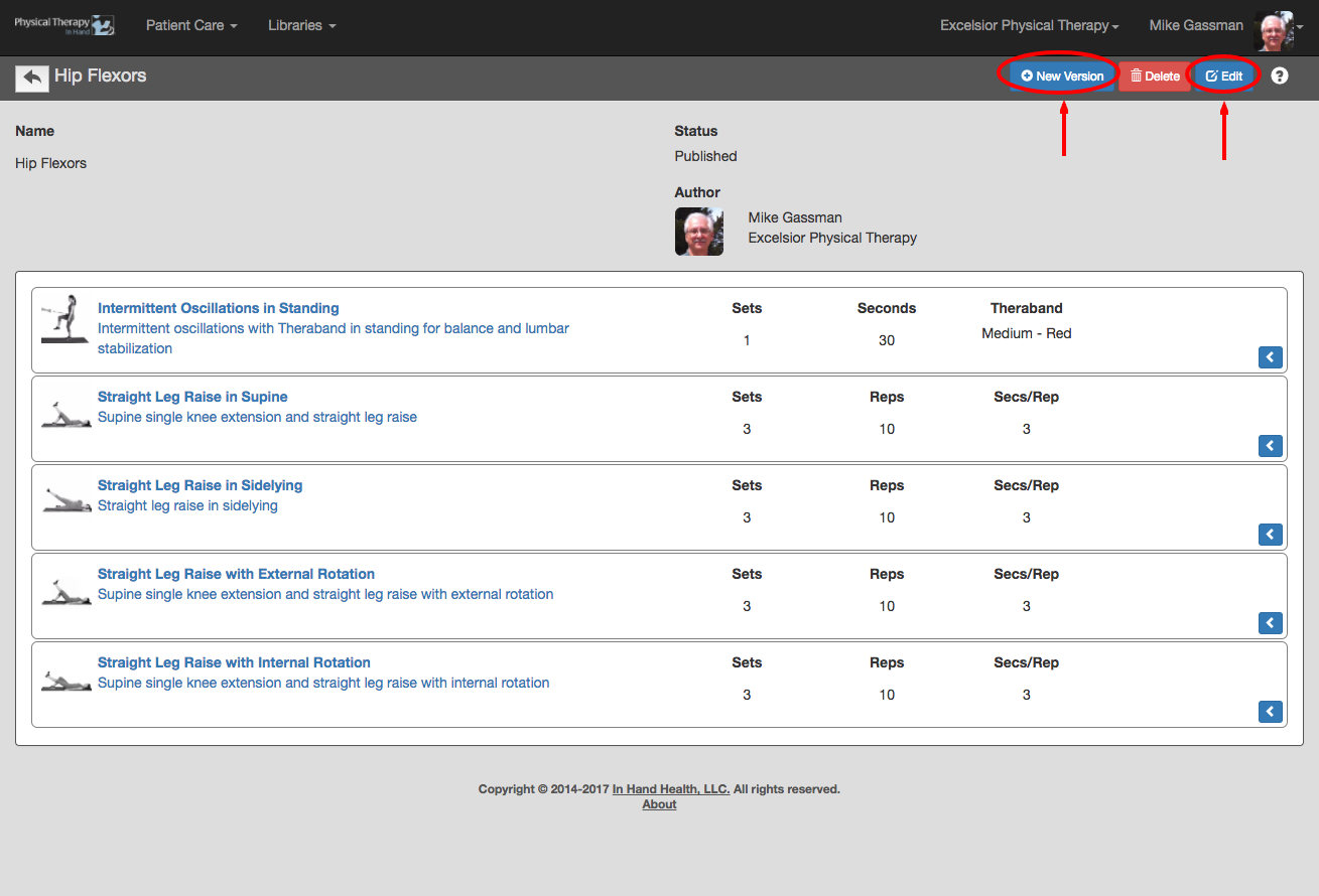 Exercise Templates: Editing – In Hand Health