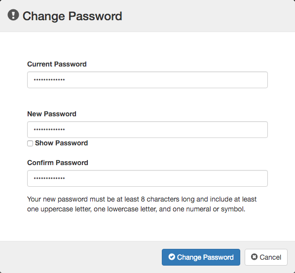 My Account: Change Password – In Hand Health