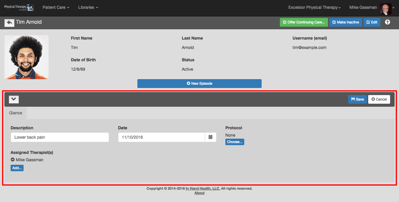 Create New Patient: Add Information – In Hand Health