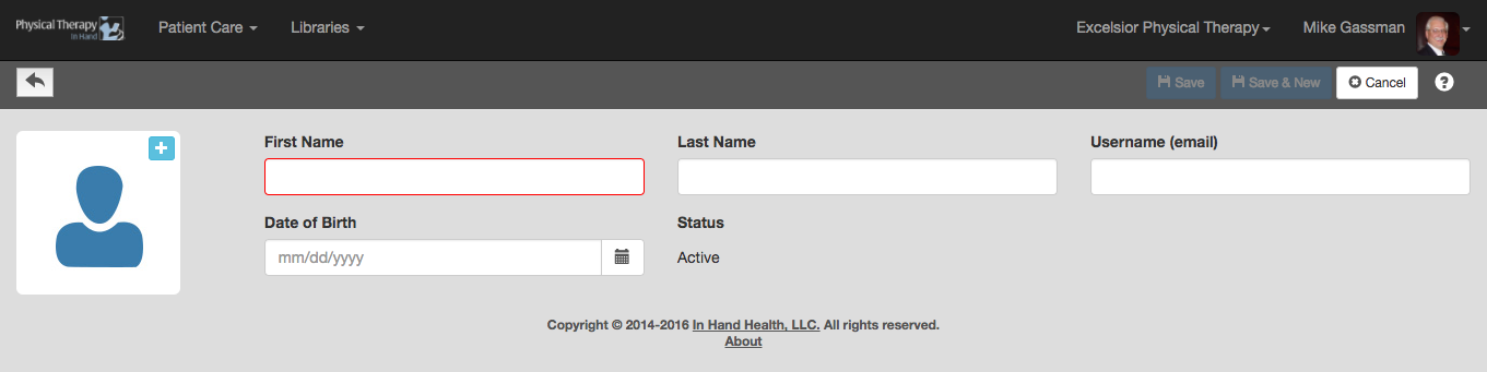 Create New Patient: Add Information – In Hand Health