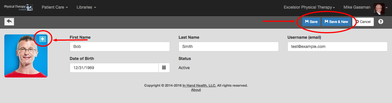 Create New Patient: Add/Edit Profile Picture – In Hand Health